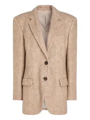 Brunello Cucinelli Mélange Brushed Knitted Blazer - Beige
