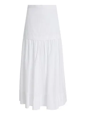 HOUSE OF DAGMAR Drop-Waist Cotton Maxi Skirt
