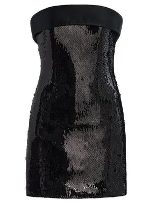 SERGIO HUDSON Strapless Sequined Mini Dress