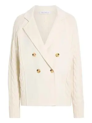 Max Mara Micio Felt-paneled Cable-knit Wool And Cashmere-blend Blazer - Ivory
