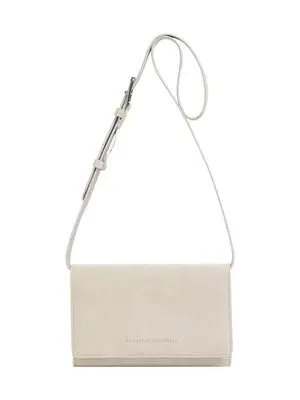 Brunello Cucinelli Suede Shoulder Bag - Stone