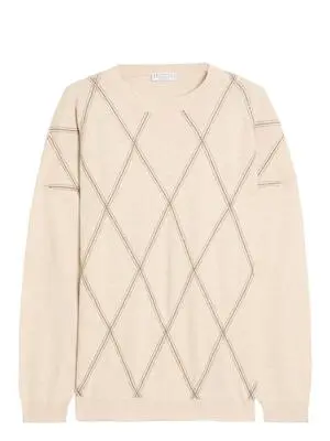 Brunello Cucinelli Wool, Cashmere, And Silk-blend Sweater - Beige