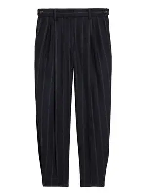 Brunello Cucinelli Pinstriped Wool-blend Tapered Pants - Midnight Blue