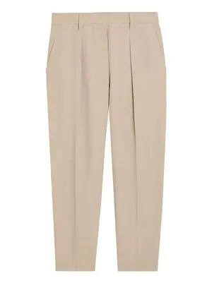 Brunello Cucinelli Pleated Tapered Wool-blend Twill Pants - Beige