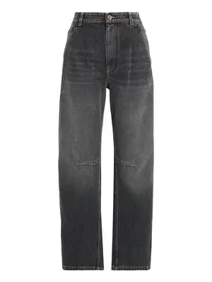 Brunello Cucinelli High-rise Tapered Jeans - Dark Gray