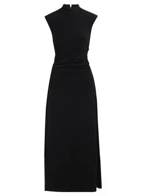 Brunello Cucinelli Draped Wool-blend Jersey Maxi Dress - Black