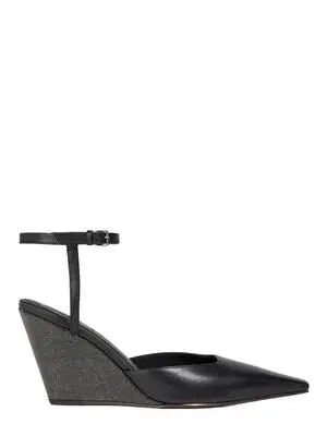 Brunello Cucinelli Leather Wedge Pumps - Black