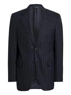 Dunhill Pinstriped Grain De Poudre Wool Blazer - Midnight Blue