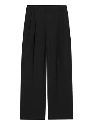 Brunello Cucinelli Pleated Wool-blend Wide-leg Pants - Black