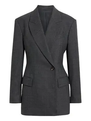 Brunello Cucinelli Double-breasted Wool-blend Blazer - Dark Gray