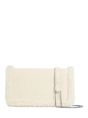 Brunello Cucinelli Shearling-trimmed Pebbled-leather Shoulder Bag - Ivory