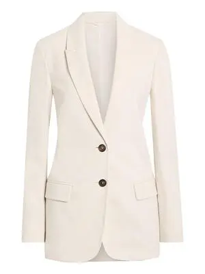 Brunello Cucinelli Bead-embellished Cotton-blend Jersey Blazer - Ecru