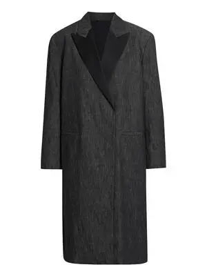Brunello Cucinelli Satin Crepe-paneled Denim Coat - Black