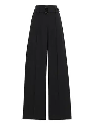 Brunello Cucinelli Belted Wool-twill Wide-leg Pants - Black