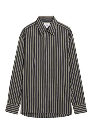 Dunhill Striped Cotton And Silkblend Twill Shirt - Black