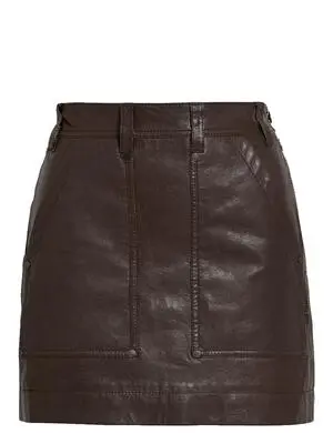 Brunello Cucinelli Leather Mini Skirt - Chocolate