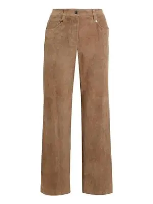 Brunello Cucinelli Suede Straight-leg Pants - Camel