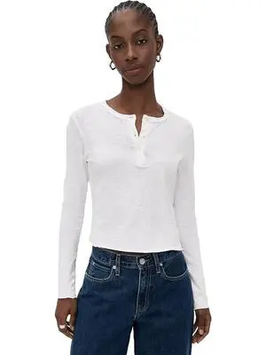 JAMES PERSE Slub Jersey Shrunken Henley - White