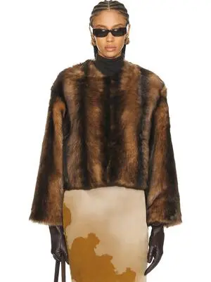 NILI LOTAN Elan Shearling Jacket - Camel & Brown