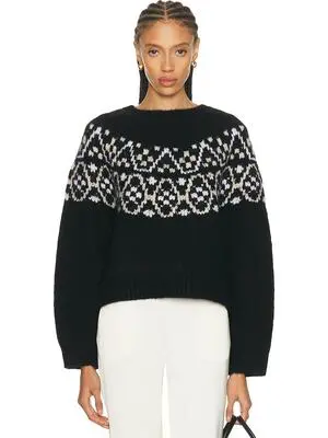 NILI LOTAN Chrissy Sweater - Black Fairisle