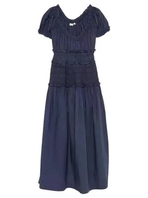 DÔEN Leanne Ruffled Midi Dress Blue