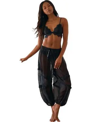 LYREBIRD Sheer Lace Balloon Pants - Black Onyx
