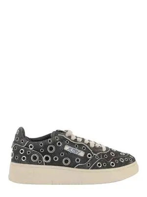 AUTRY Medalist Eyelet-embellished Sneakers - Black