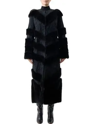 Gabriela Hearst Hugh Embroidered Shearling Coat - Black