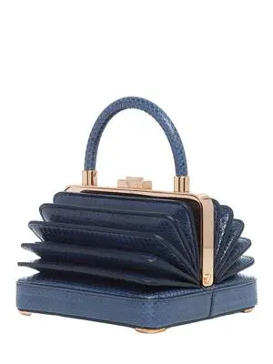 Gabriela Hearst Small Diana Snakeskin Handheld Bag - Navy