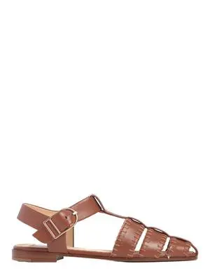 Gabriela Hearst Lynn Nappa Leather Flat Sandal - Cognac