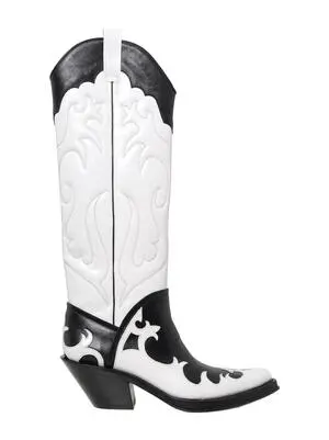 Gabriela Hearst Capitana Cowboy Boot - White/black