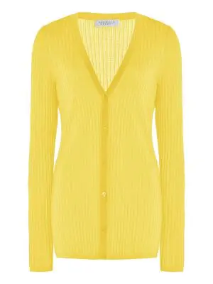 Gabriela Hearst Emma Pointelle Knit Cardigan - Goldenrod