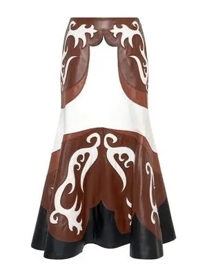 Gabriela Hearst Morton Western Midi Skirt - Ivory/cognac/chestnut/black