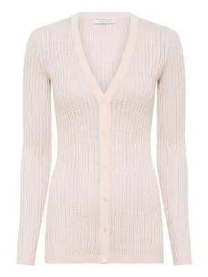 Gabriela Hearst Emma Pointelle Knit Cardigan - Pale Blush