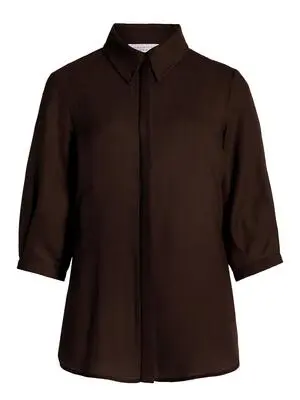 Gabriela Hearst Hadley Blouse In Virgin Wool - Chocolate