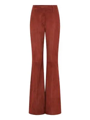 Gabriela Hearst Rhein Flare Pant In Suede - Burnt Sienna