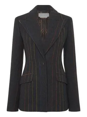 Gabriela Hearst Leiva Pinstripe Wool Cashmere Blazer - Charcoal Multi