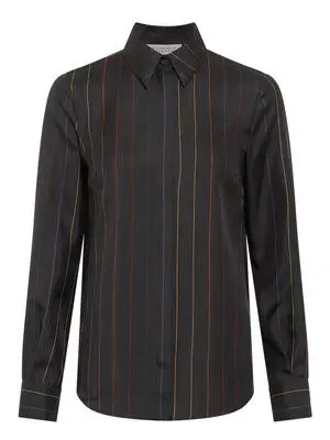 Gabriela Hearst Henri Pinstripe Silk Twill Blouse - Charcoal Multi