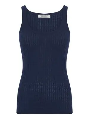 Gabriela Hearst Nevin Pointelle Knit Tank Top Electric Navy