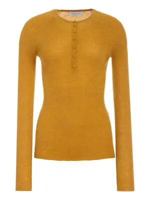 GABRIELA HEARST Anges Knit Henley In Cashmere Silk With Hemp