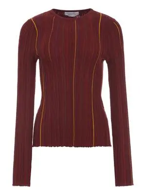 Gabriela Hearst Augie Pinstripe Merino Wool Knit Sweater - Burnt Sienna