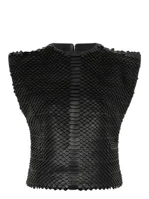 Gabriela Hearst Pardee Leather Snake Scales Jacket - Black
