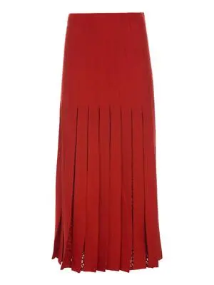 Gabriela Hearst Merino Wool Pleated Maxi Skirt - Antelope Orange