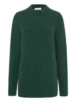 Gabriela Hearst Alfie Speckled Aran Cashmere Knit Sweater - English Green