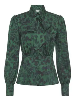Gabriela Hearst Maisie Printed Silk Twill Top - English Green