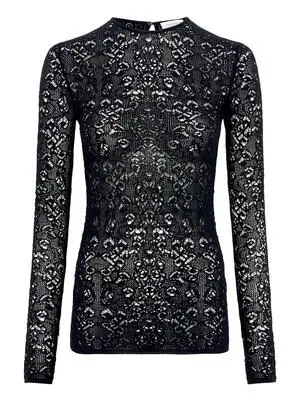 Gabriela Hearst Evander Lace Knit Crewneck - Black