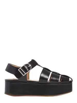 Gabriela Hearst Mila Leather Platform Sandal - Black