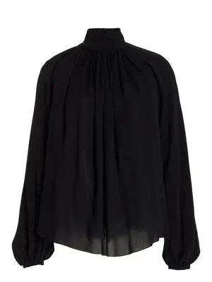Gabriela Hearst Kiian Pleated Silk Top - Black