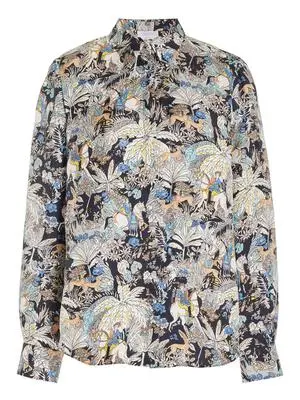 Gabriela Hearst Henri Blouse In Printed Silk Twill - Blue Multi