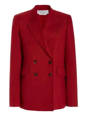 Gabriela Hearst Angela Blazer In Wool, Silk, And Linen - Red